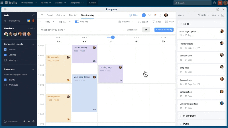 Calendar, Timeline, Time Tracking by Planyway Power-Up | Trello